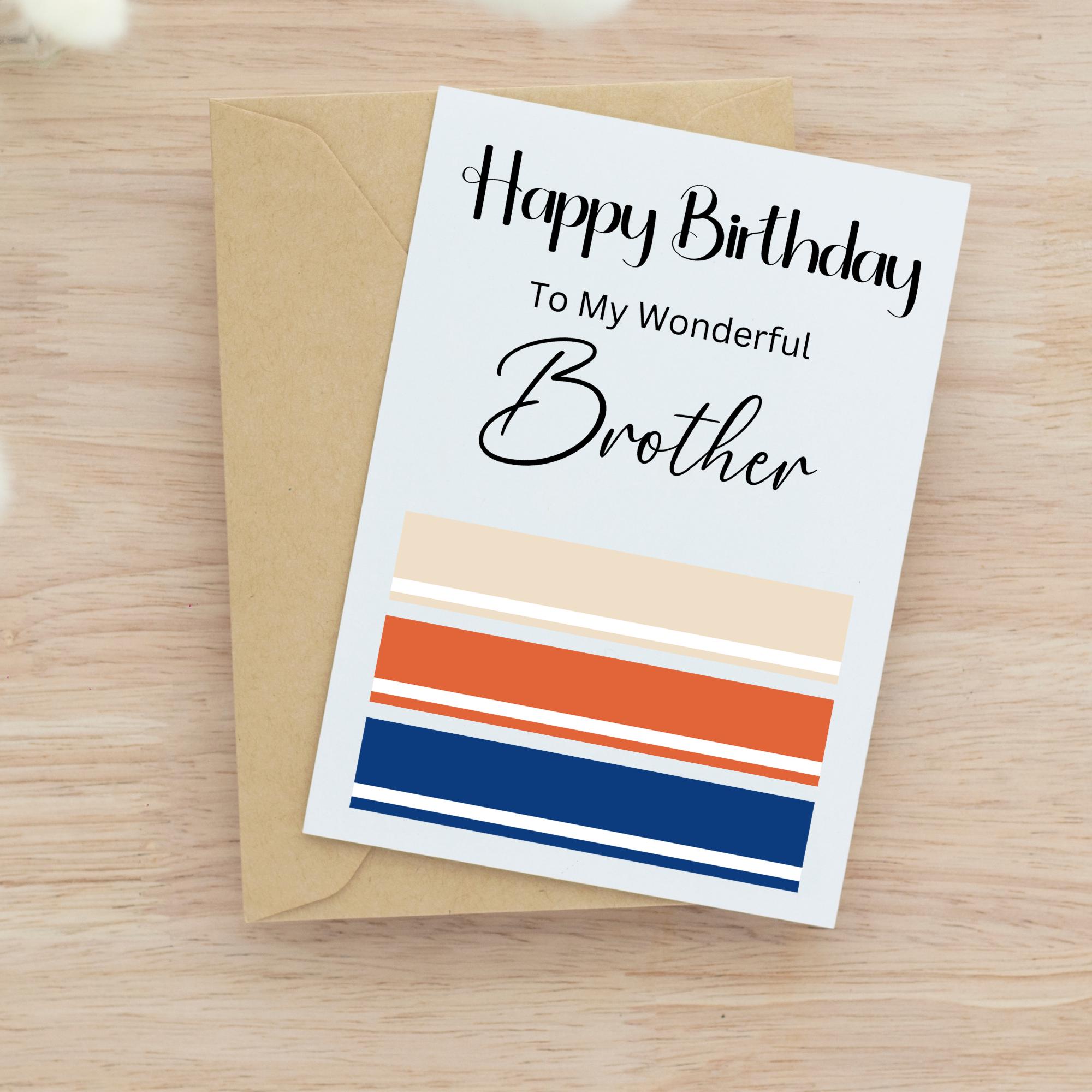 Brother Birthday Card Happy Birthday Brother Card Brother Birthday Card ...