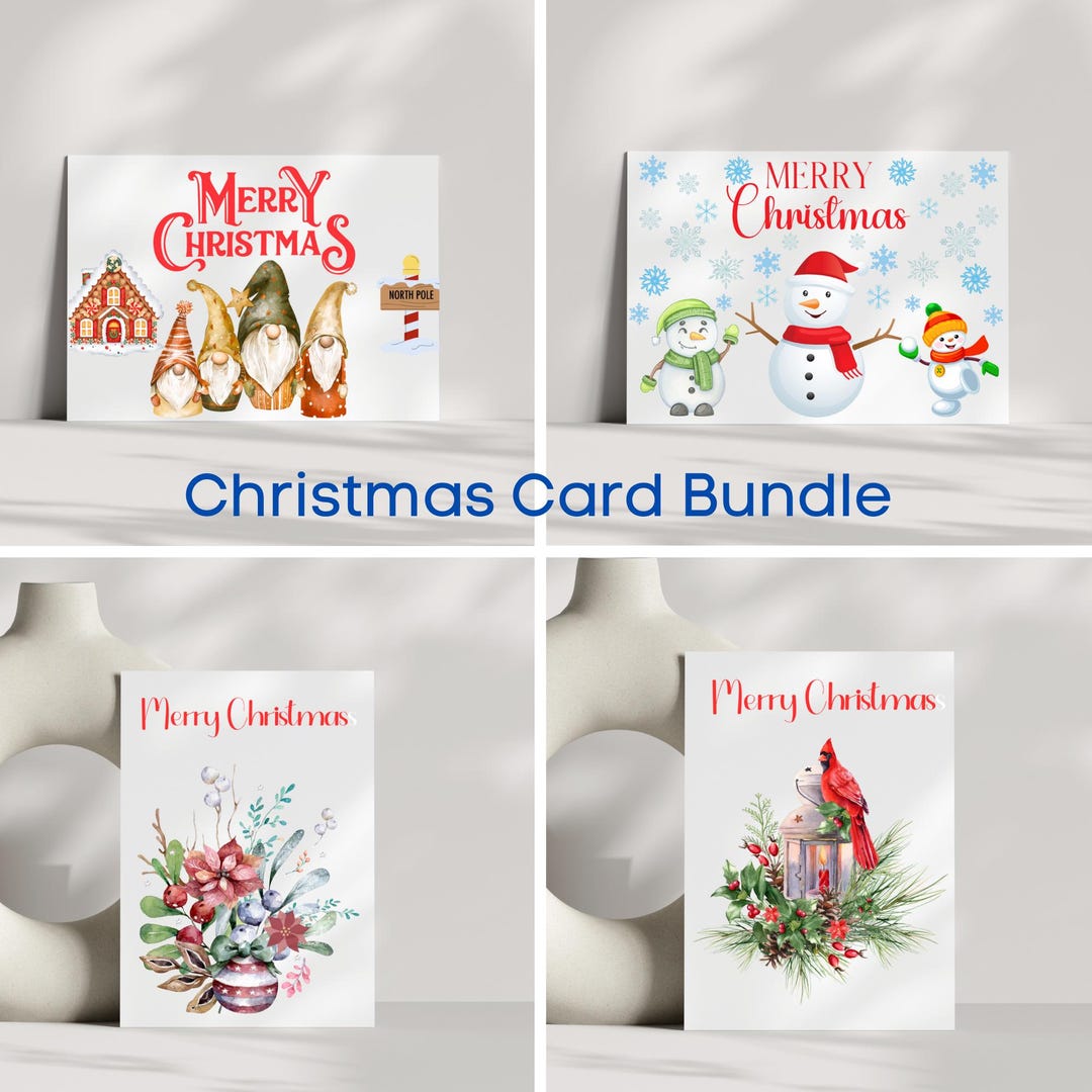 Christmas Greeting Cards Bundle Xmas Greeting Cards Holiday Greeting ...