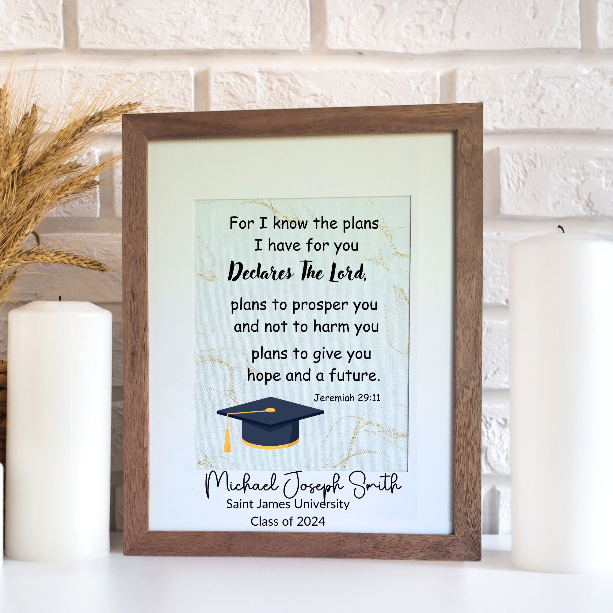 Custom Christian Graduation Wall Art Framed Bible Art for Graduation ...