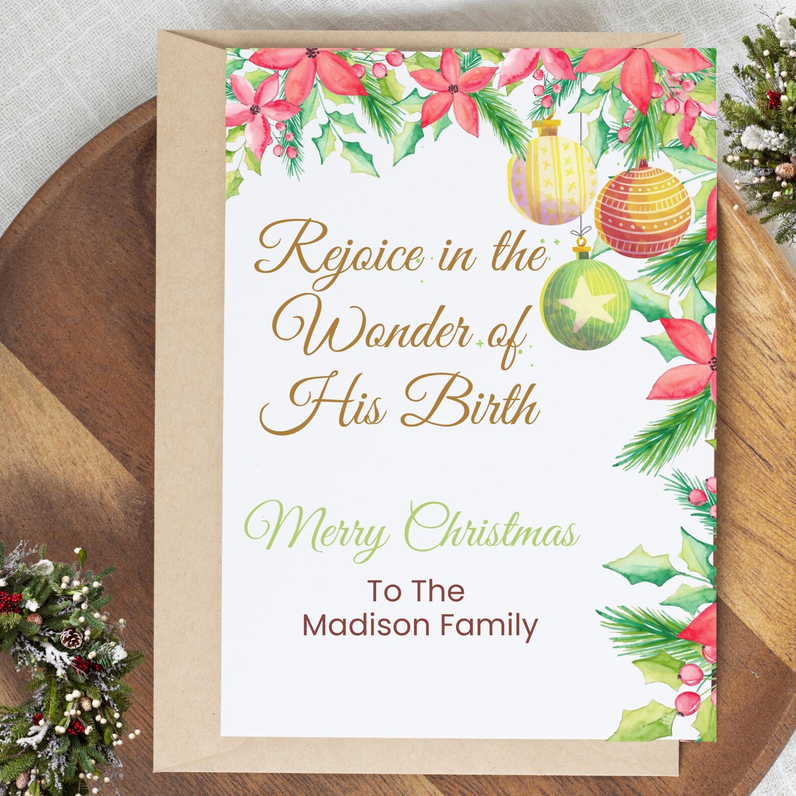 Religious Christmas Card for Family Personalized Faith-based Holiday ...