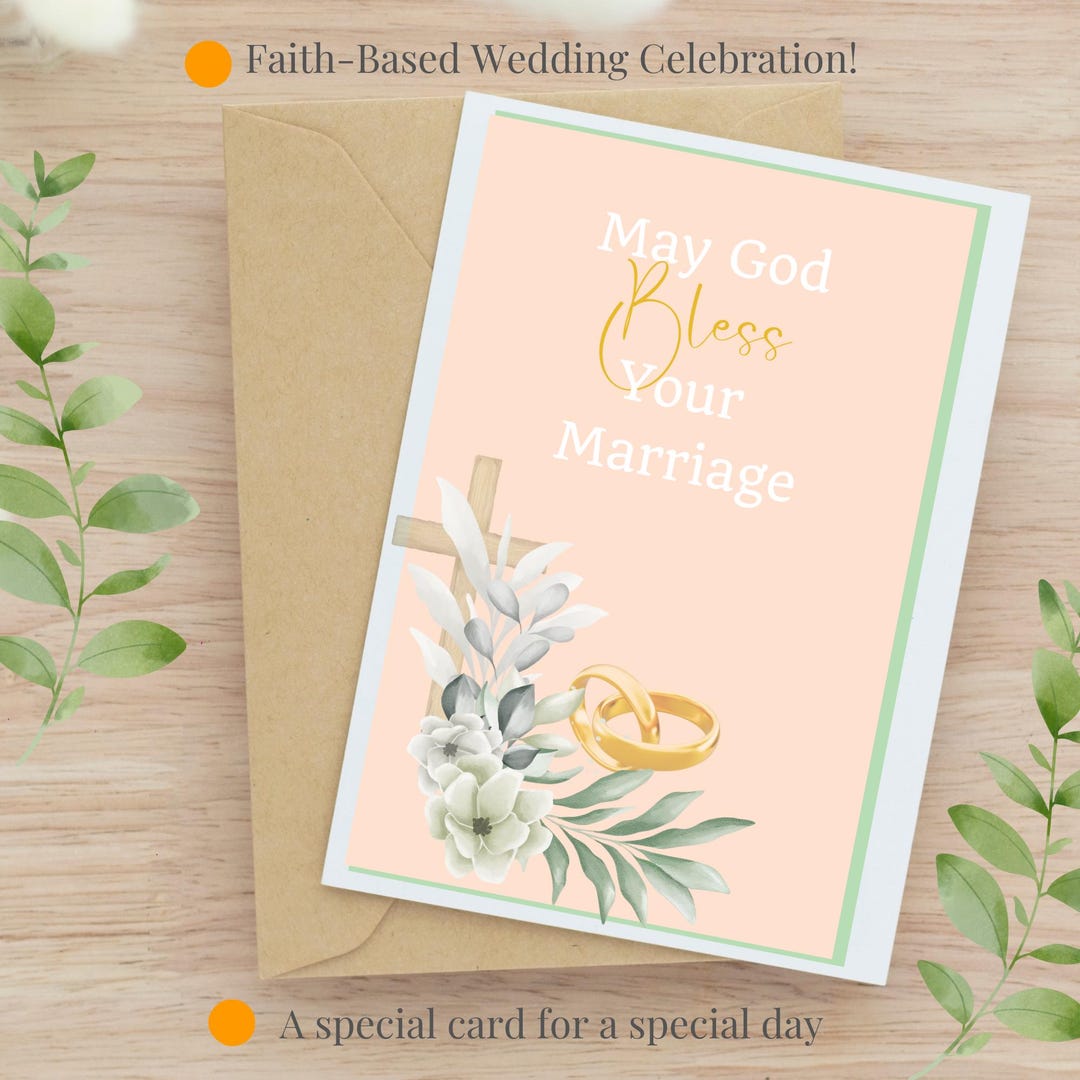 Christian Wedding Card God Bless Your Marriage Card Religious ...