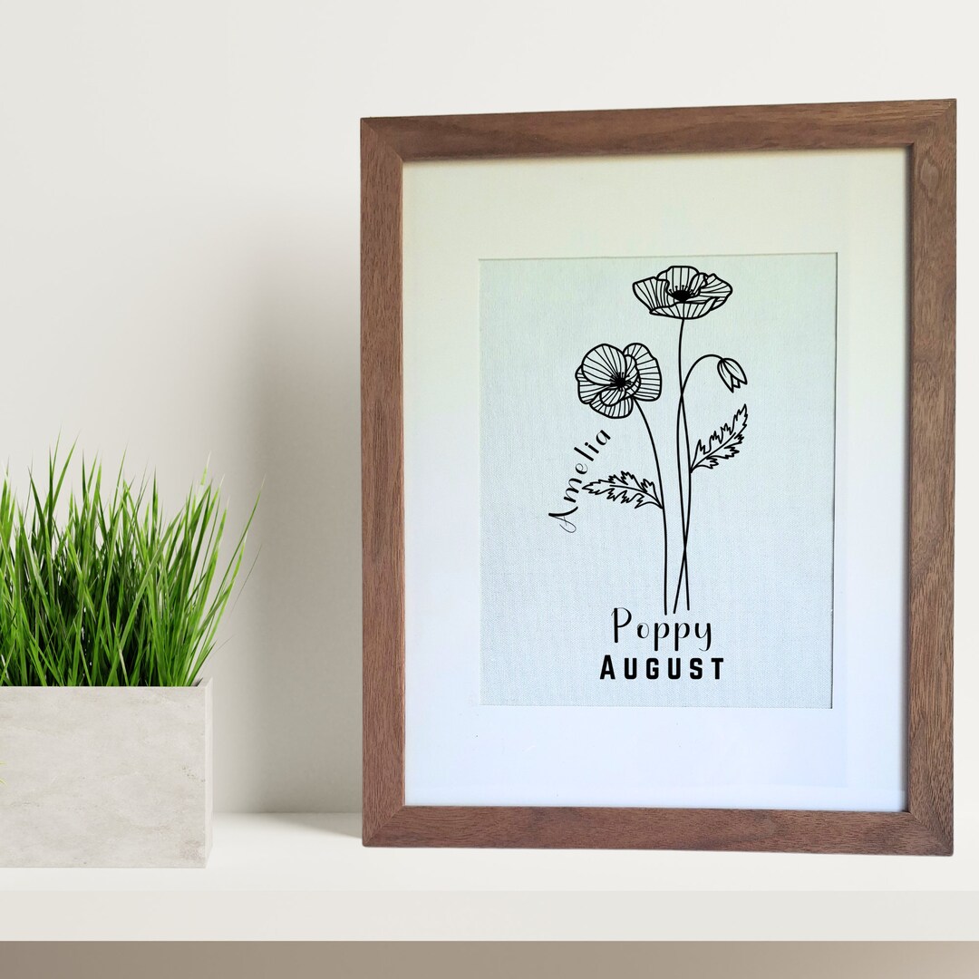 Personalized August Birth Month Flower Wall Art Dorm Room Birthday Gift ...