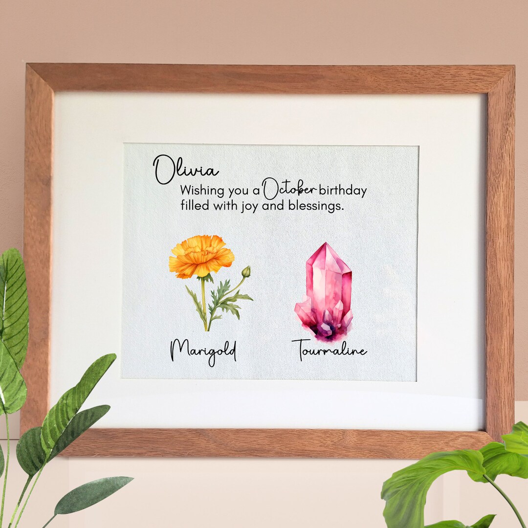 Custom October Birth Month Flower Wall Art Inspirational Birthday Gift ...