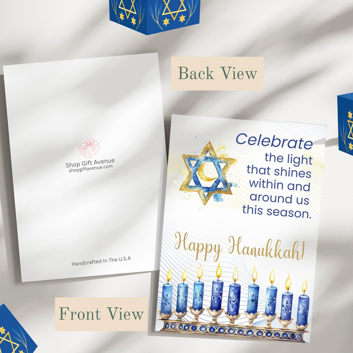 Hanukkah Greeting Card Religious Jewish Holiday Card Festival of Lights ...