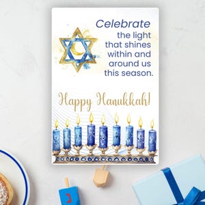 Hanukkah Greeting Card Religious Jewish Holiday Card Festival of Lights ...