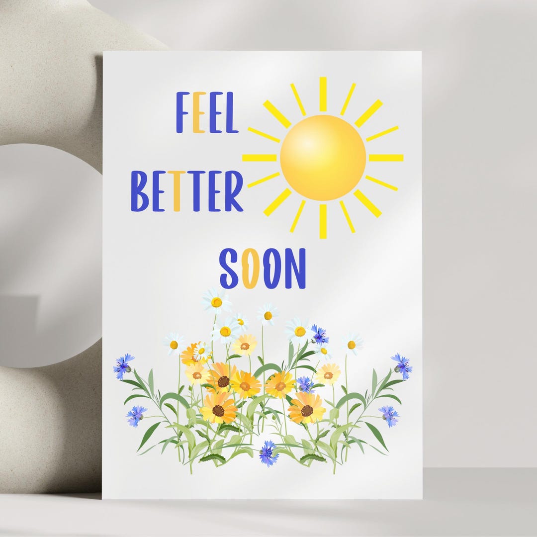 Get Well Soon Greeting Card Feel Better Soon Card Thinking of You Card ...