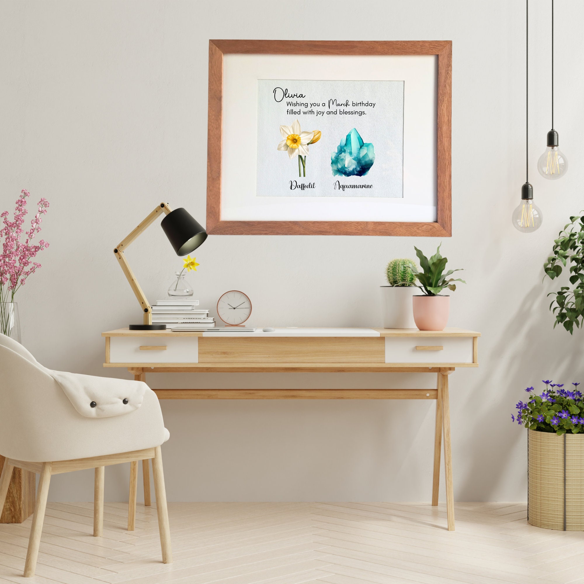 Custom March Birth Month Flower Wall Art Inspirational Birthday Gift ...