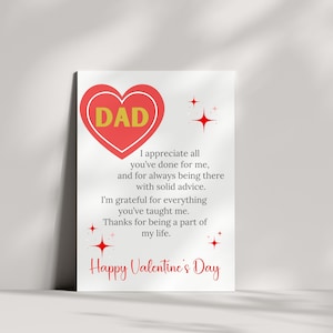 Valentines Day Card for Dad I Love You Card for Dad Greeting Card ...