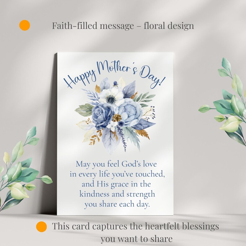 Religious Mother’s Day Card for Mom Christian Floral Card for Mom Faith ...