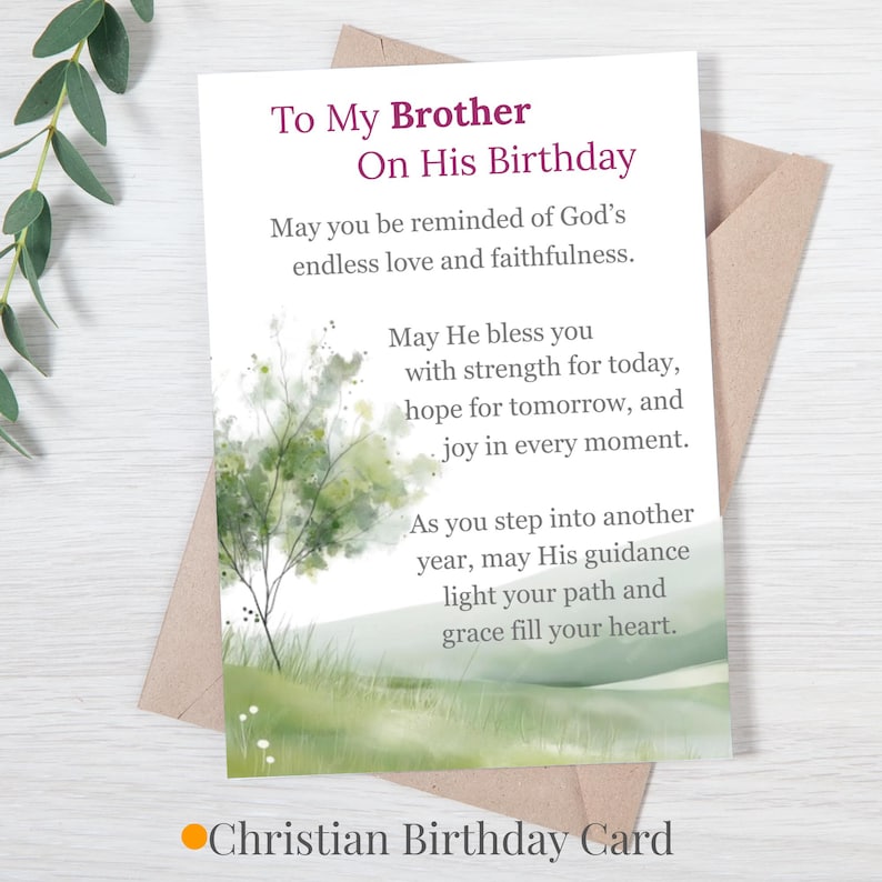 Christian Birthday Card for Brother Religious Birthday Gift for Brother ...