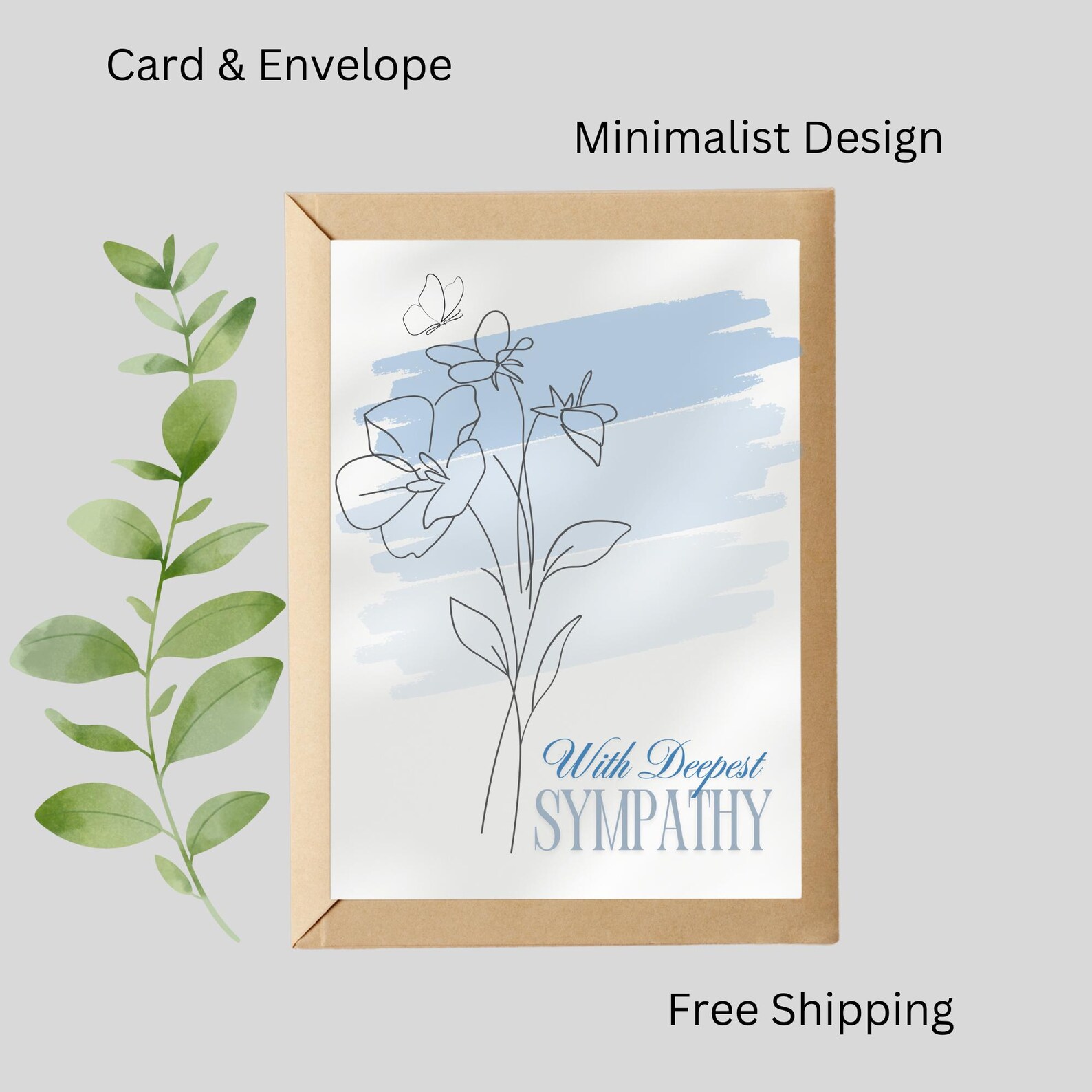 Sympathy Greeting Card Elegant Condolence Card With Heartfelt Message ...