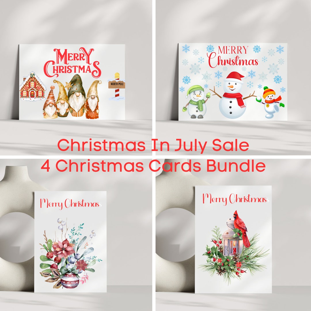 Christmas Greeting Cards Bundle Christmas in July Holiday Greeting ...