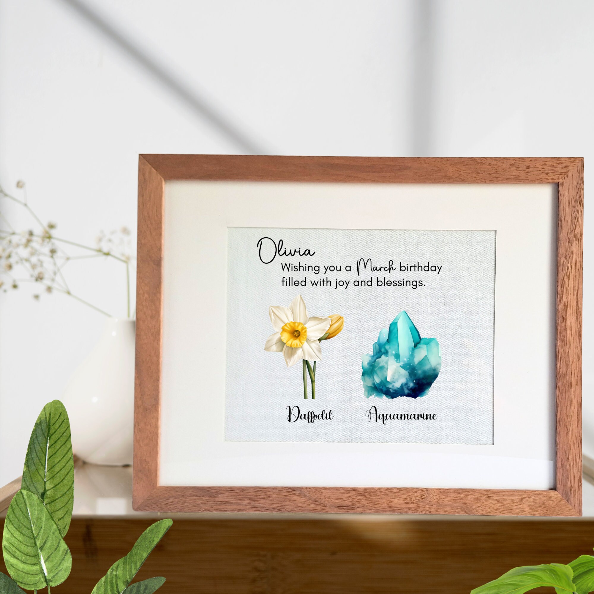 Custom March Birth Month Flower Wall Art Inspirational Birthday Gift ...