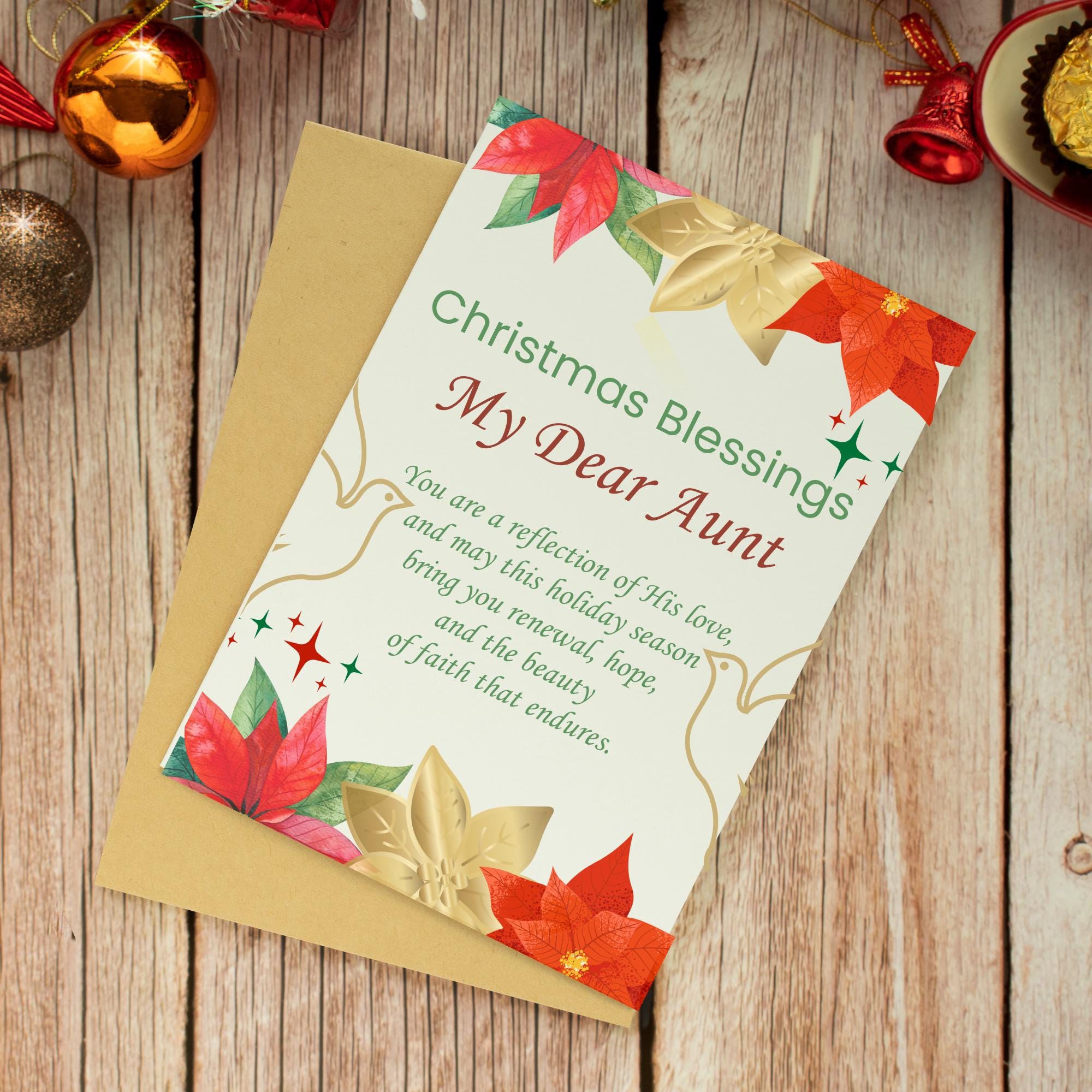 Religious Christmas Card for Aunt Holiday Card Auntie Christian Faith ...