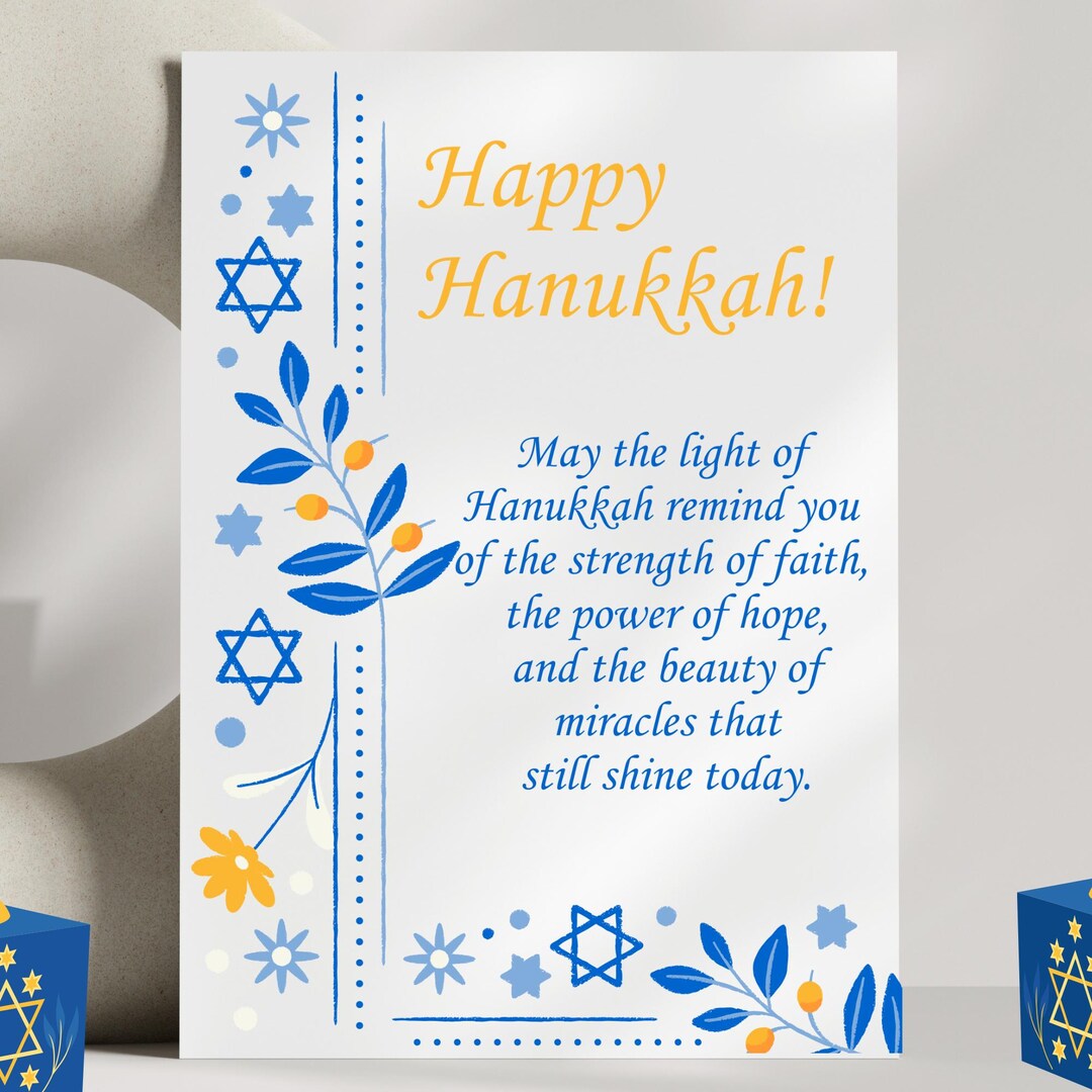 Hanukkah Greeting Card Jewish Holiday Card Season of Lights Greeting ...