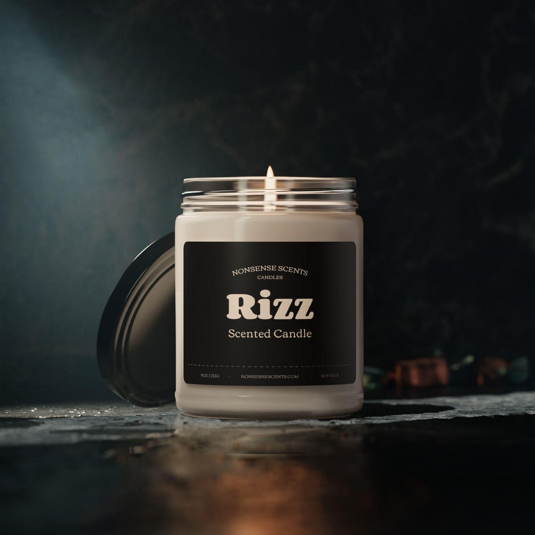Rizz Scented Candle - Funny Brainrot Meme Gag Gift Candle by Nonsense ...