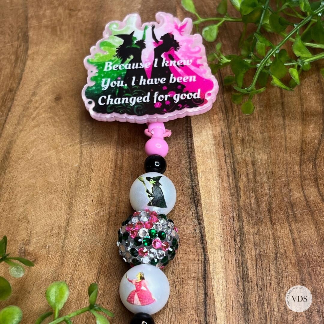 Green and Pink Ombre Badge Reel – Retractable ID Holder – Witchy Nurse ...