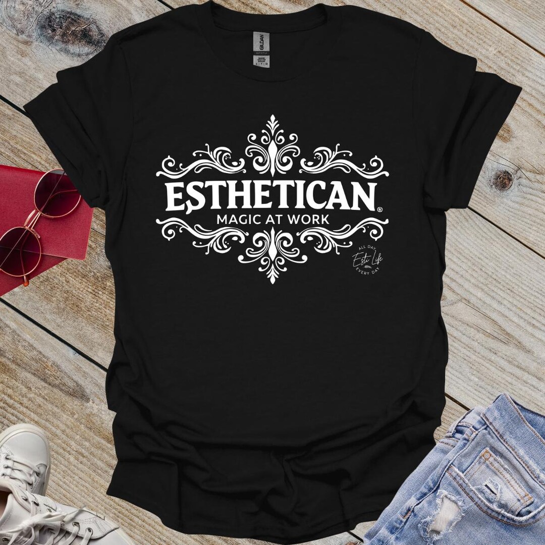 Esthetician Clothes Uniform Shirt, Magic at Work II T Shirt, Skin Therapist Tee, Beauty Salon ...
