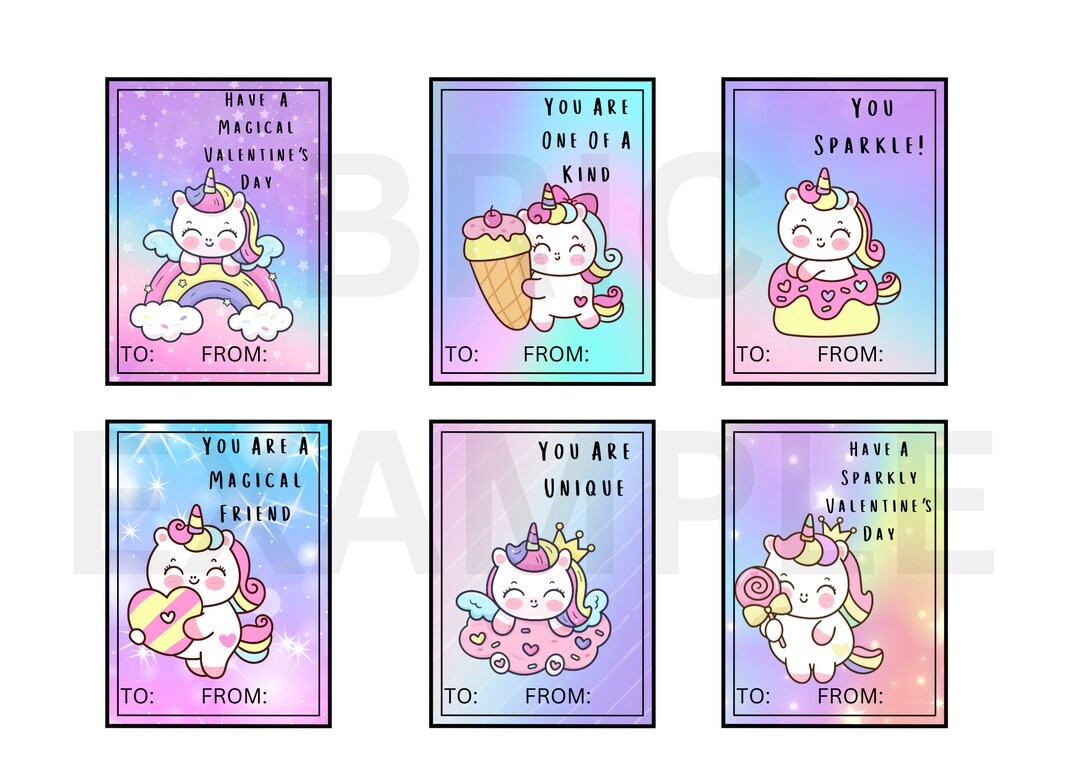 Unicorn Valentines Cards, Printable Cards - Etsy