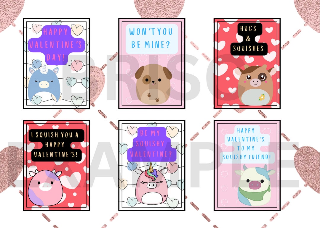 Squishmallow Valentines Day Cards, PNG Printable Valentines Day Cards ...