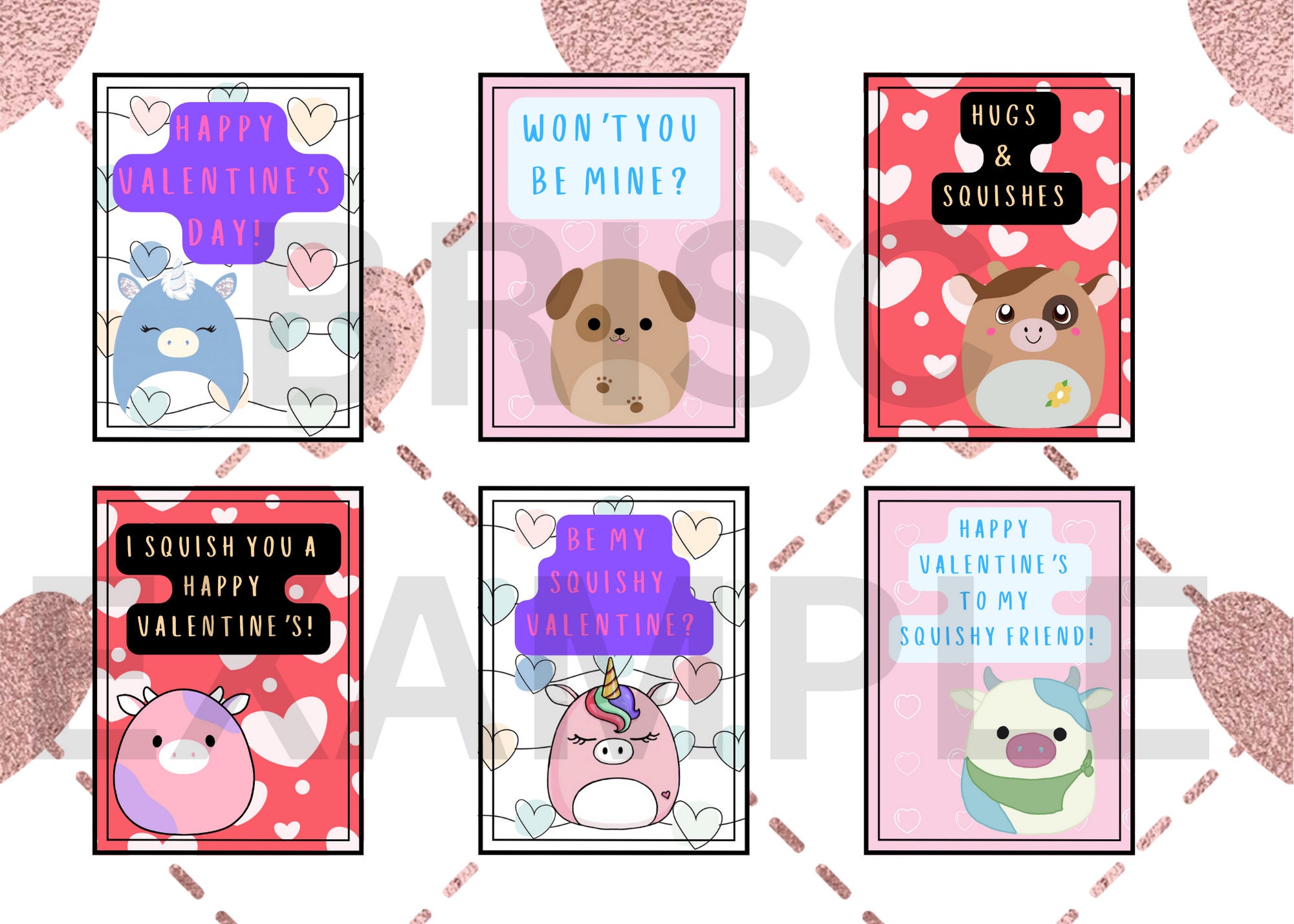 Squishmallow Valentines Day Cards, PNG Printable Valentines Day Cards ...