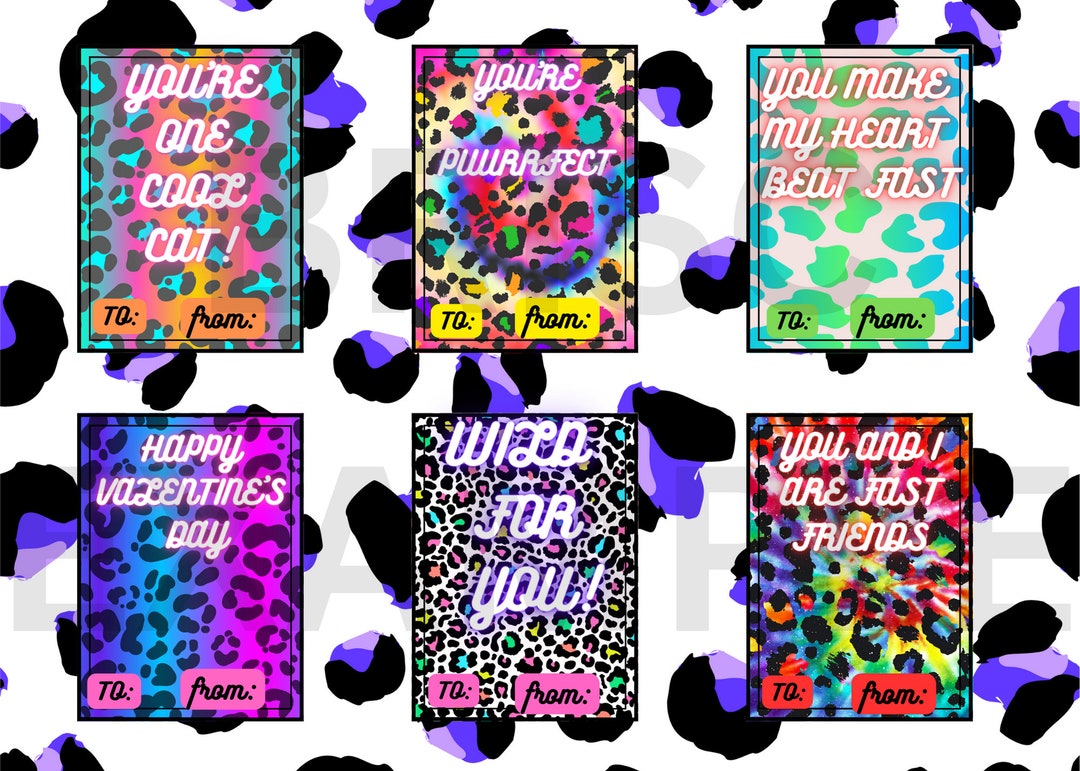 Cheetah Valentines Cards, PNG Printable Cards - Etsy