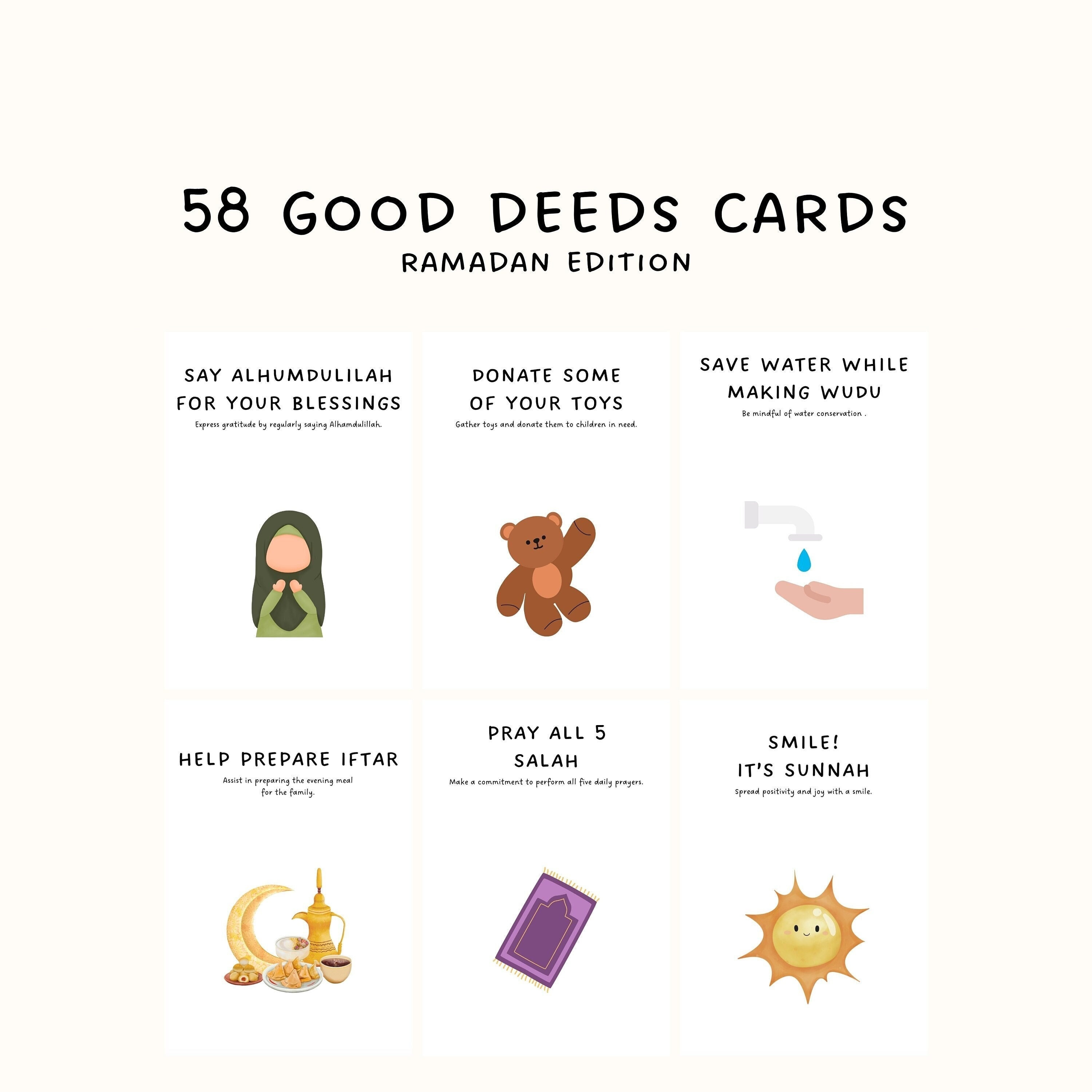 Good Deeds Cards Printable, Ramadan Cards, Kids Good Deeds, Ramadan ...