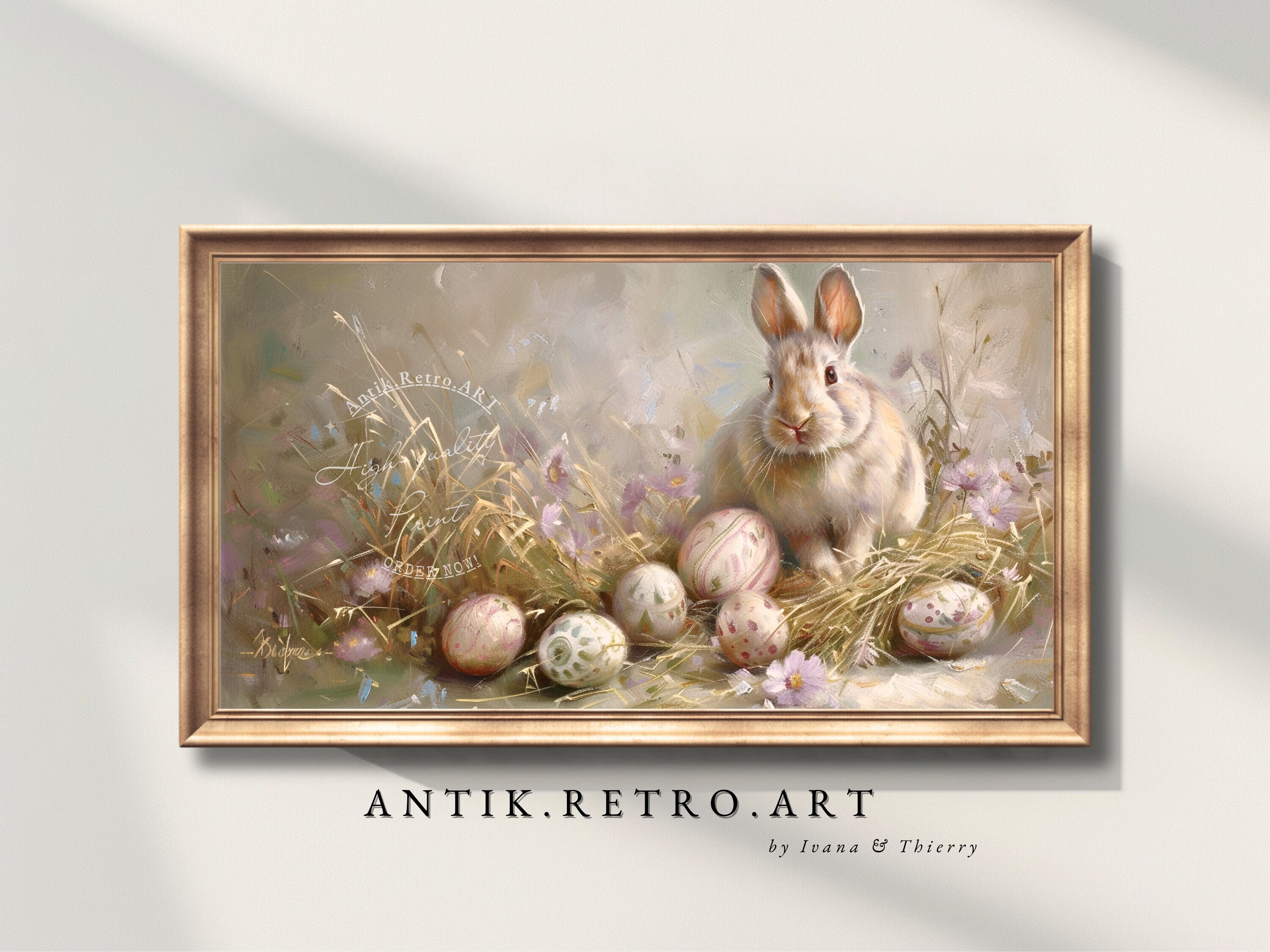 Easter Eggs Found by Bob the Rabbit, Samsung Frame TV ART, Cute Easter ...