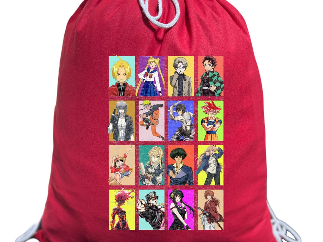 Anime Characters Sports Bag, Gym Bag, Drawstring Bag, Gift for Anime ...