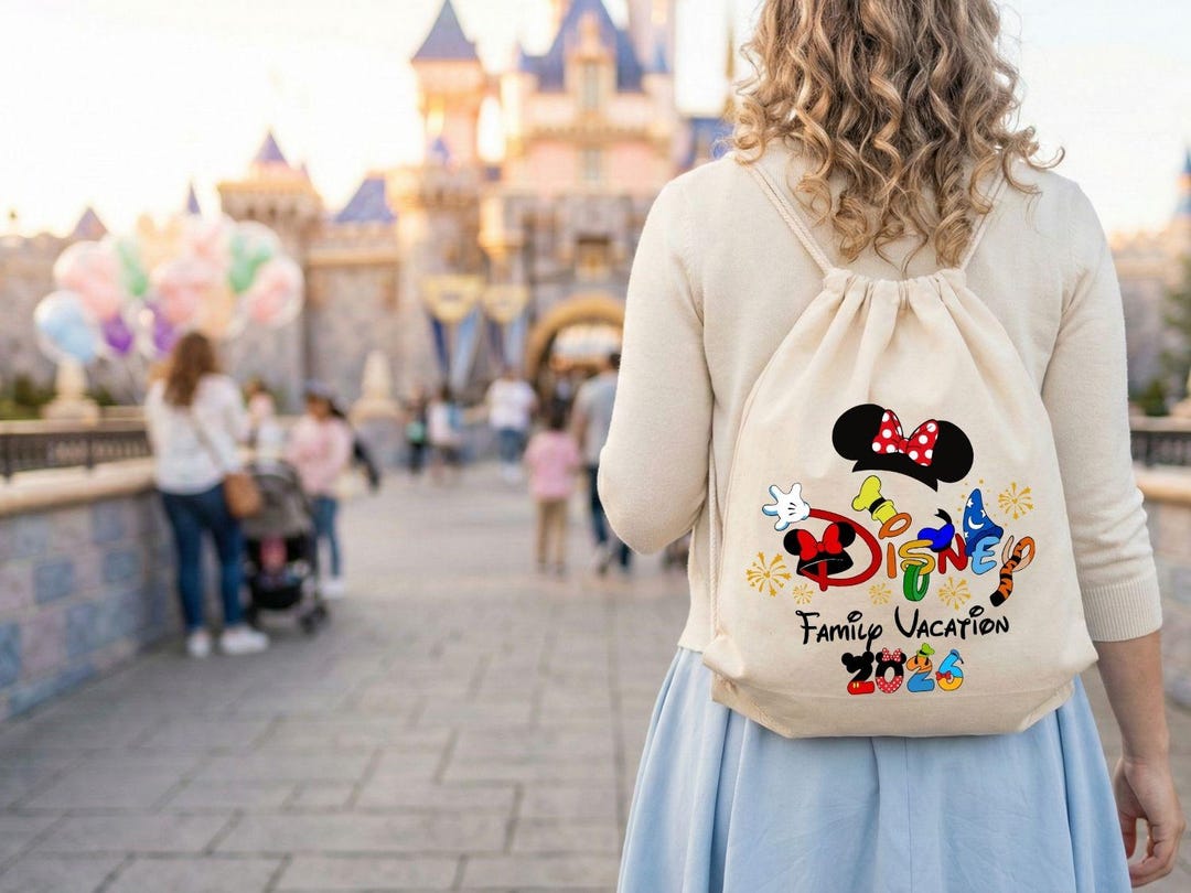Disney Family Vacation 2026 Drawstring Bag, Mickey Minnie Mouse Trip Backpack, Matching Disney ...