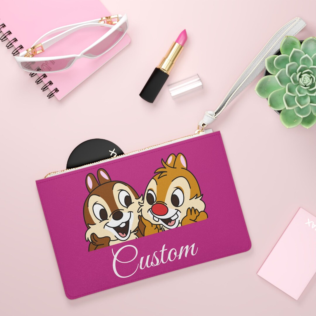 Custom Chip 'n Dale Leather Clutch Bag, Chipmunks Clutch Bag, Cute ...