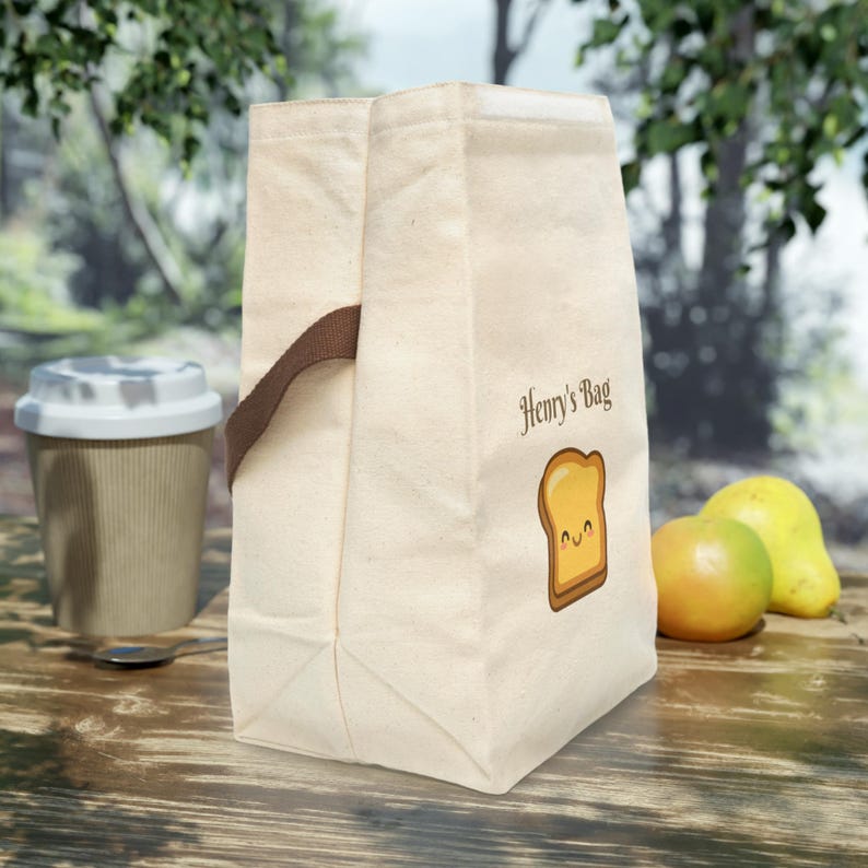 Custom Canvas Lunch Bag: Personalized Reusable Snack Bag With Straps - Etsy