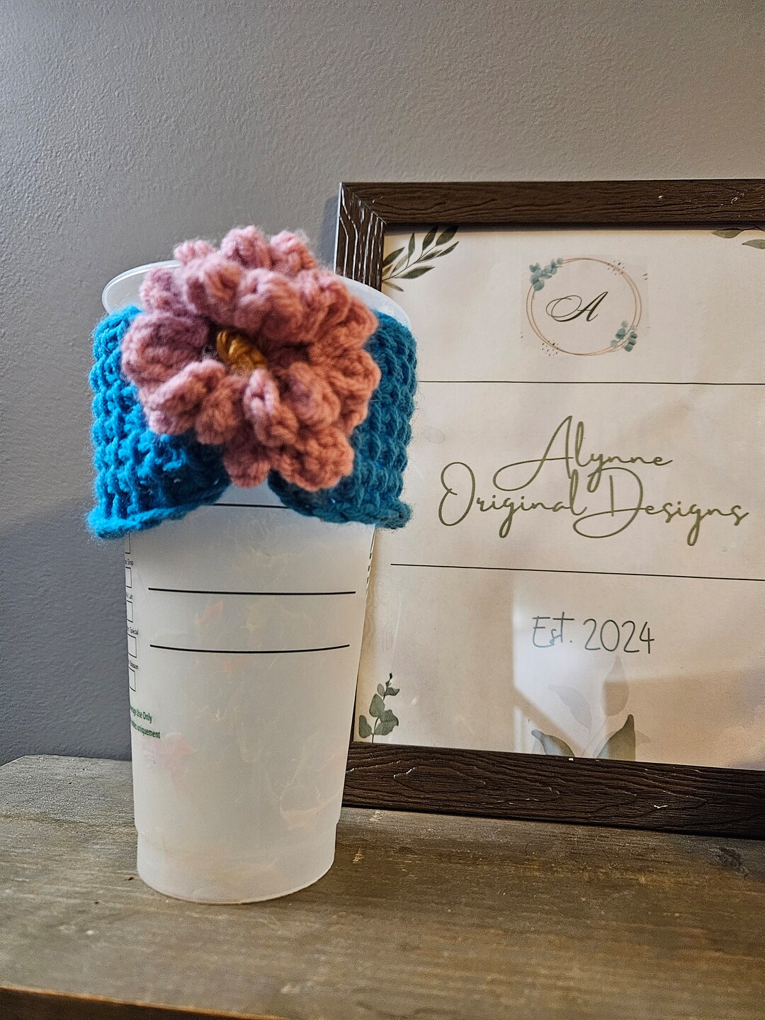 Handmade Crochet Koozie Cup Sleeve With Flower for Coffee Cup or ...