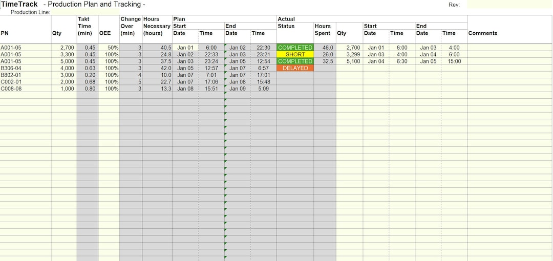 Timetrack – Excel-based Production Scheduler & Real-time Tracker - Etsy