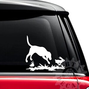 Dog Chasing Rabbit Hunting Hunter Custom Vinyl Sticker Decal for Car ...