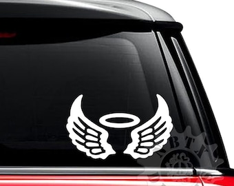 Paw Prints Wings Halo Vinyl Decal Dog Cat Heaven Memory Fun Truck ...