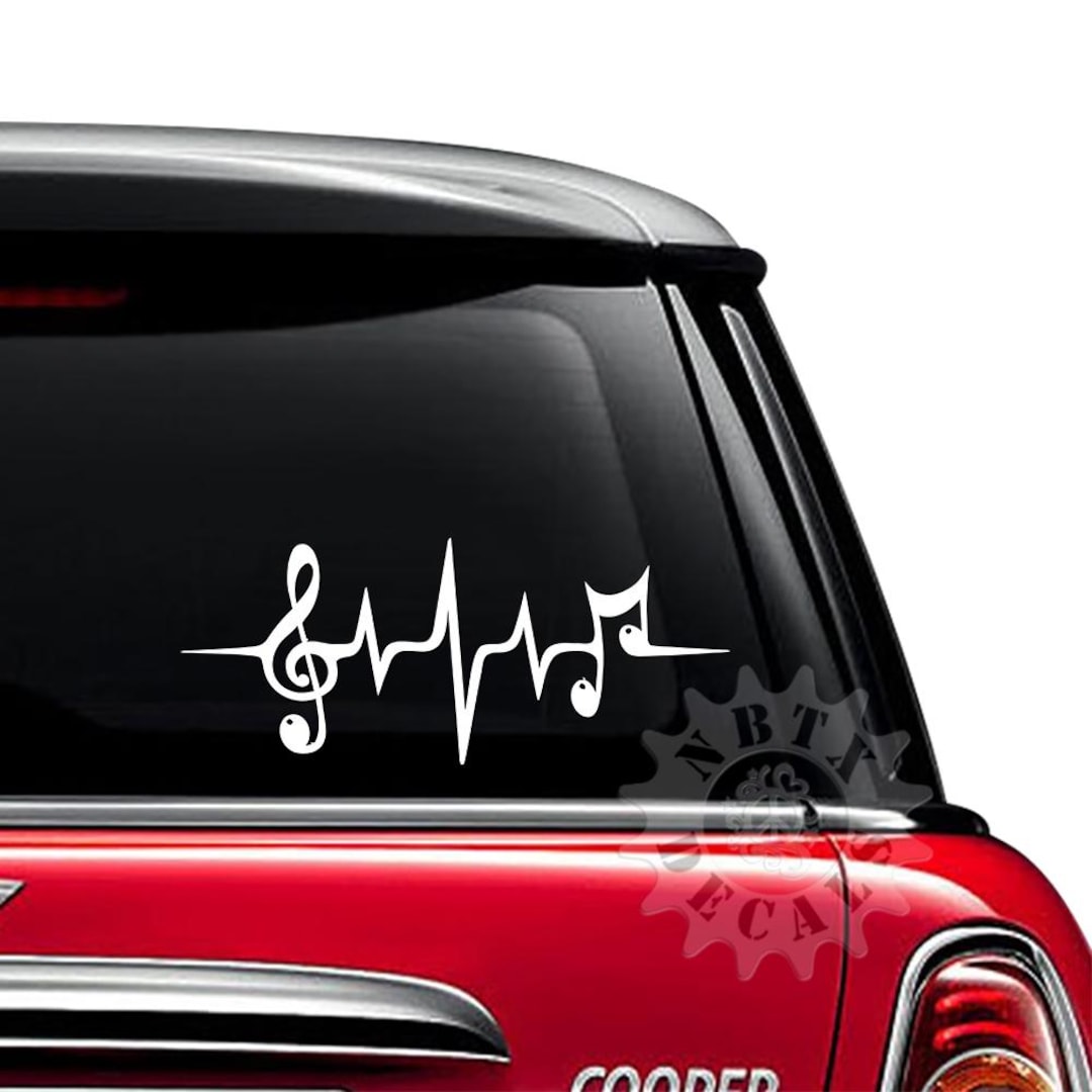 Music Notes Heartbeat Lifeline EKG Custom Vinyl Sticker Decal for Car ...