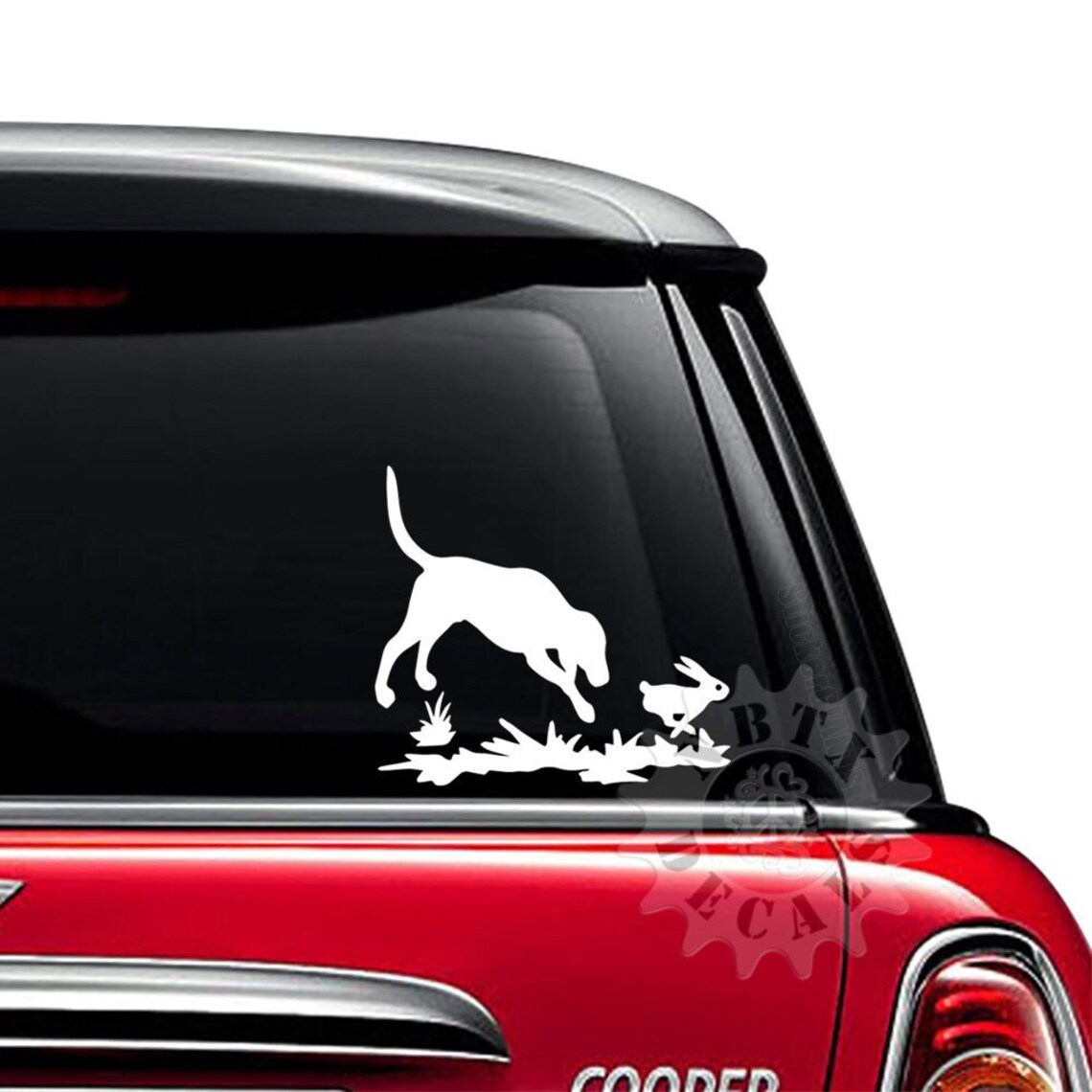 Dog Chasing Rabbit Hunting Hunter Custom Vinyl Sticker Decal for Car ...