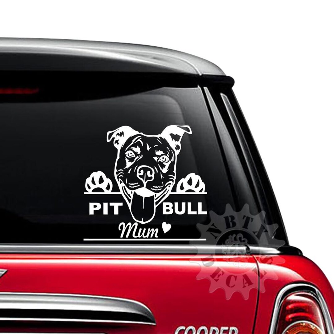 Love Pit Bull Mum Heart Dog Pet Pitbull Terrier Peeking Custom Vinyl ...