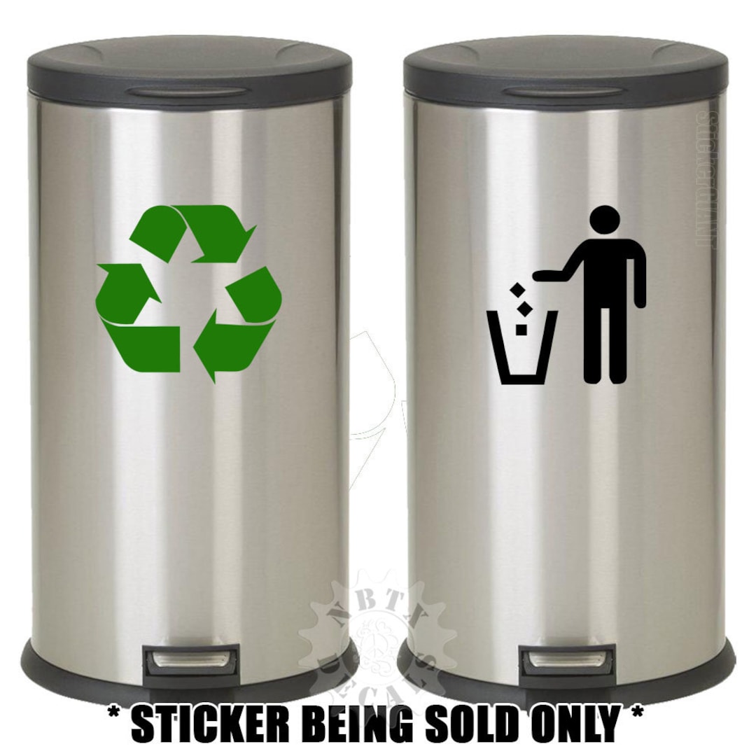 Recycle & Trash Symbol Set (2 Stickers) Bin Garbage Style 2 Custom ...
