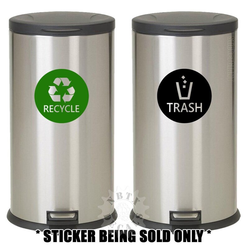 Recycle & Trash Symbol Set 2 Stickers Bin Garbage Style 1 Custom Vinyl ...