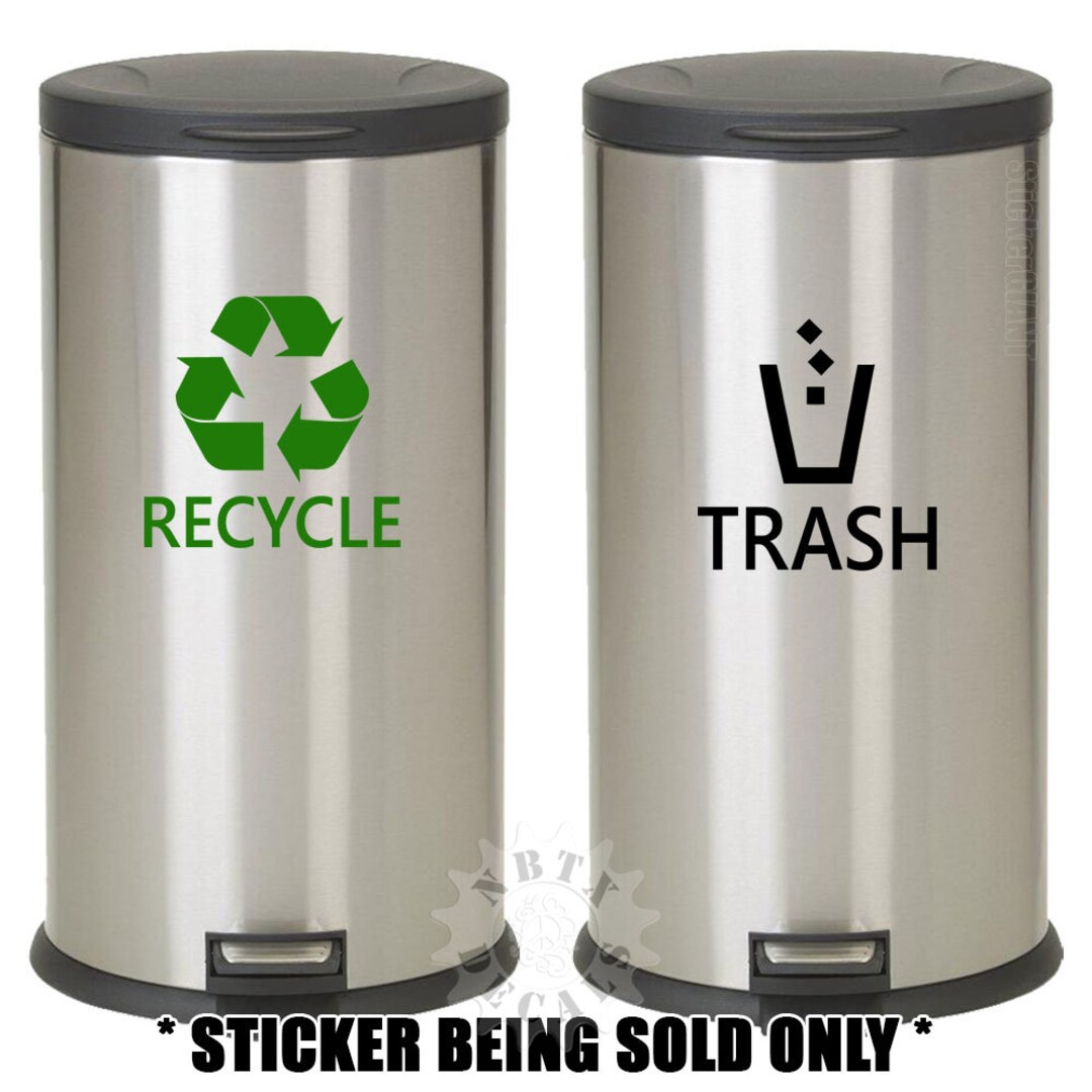Recycle & Trash Symbol Set 2 Stickers Bin Garbage Style 5 Custom Vinyl ...