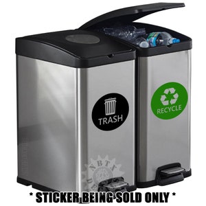 Recycle & Trash Symbol Set 2 Stickers Bin Garbage Style 3 Custom Vinyl ...