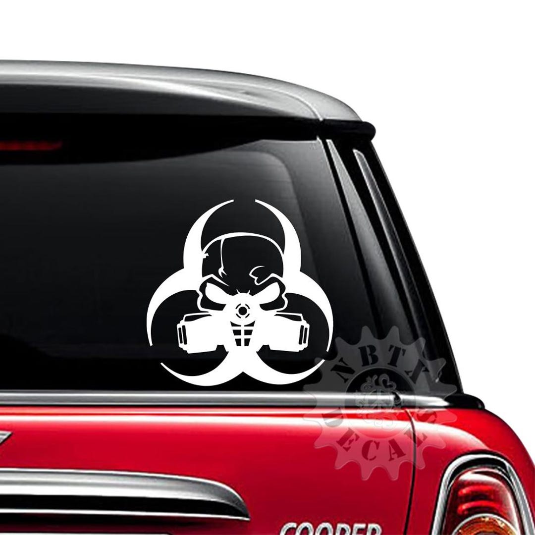 Biohazard Gas Mask Prepper Death Skull Custom Vinyl Sticker Decal for ...