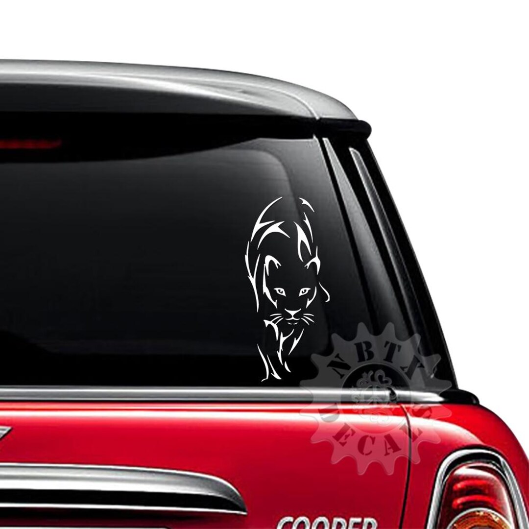 Tribal Art Lioness Lion Cougar Crouching Big Cat Custom Vinyl Sticker ...