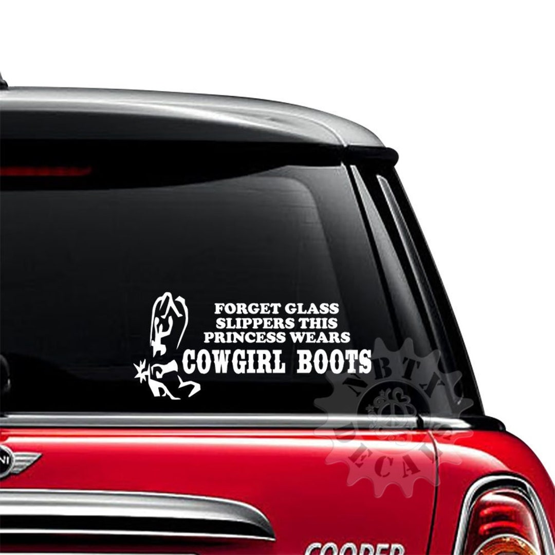 Cowgirl Wear Boots Princess Slipper Custom Vinyl Sticker Decal for Car ...