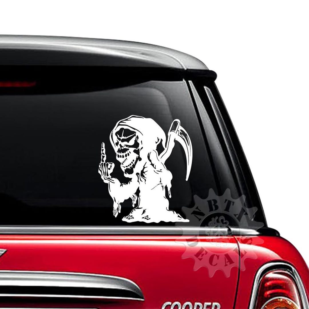 Grim Reaper Scythe Death Skull Bone Skeleton Halloween Custom Vinyl ...