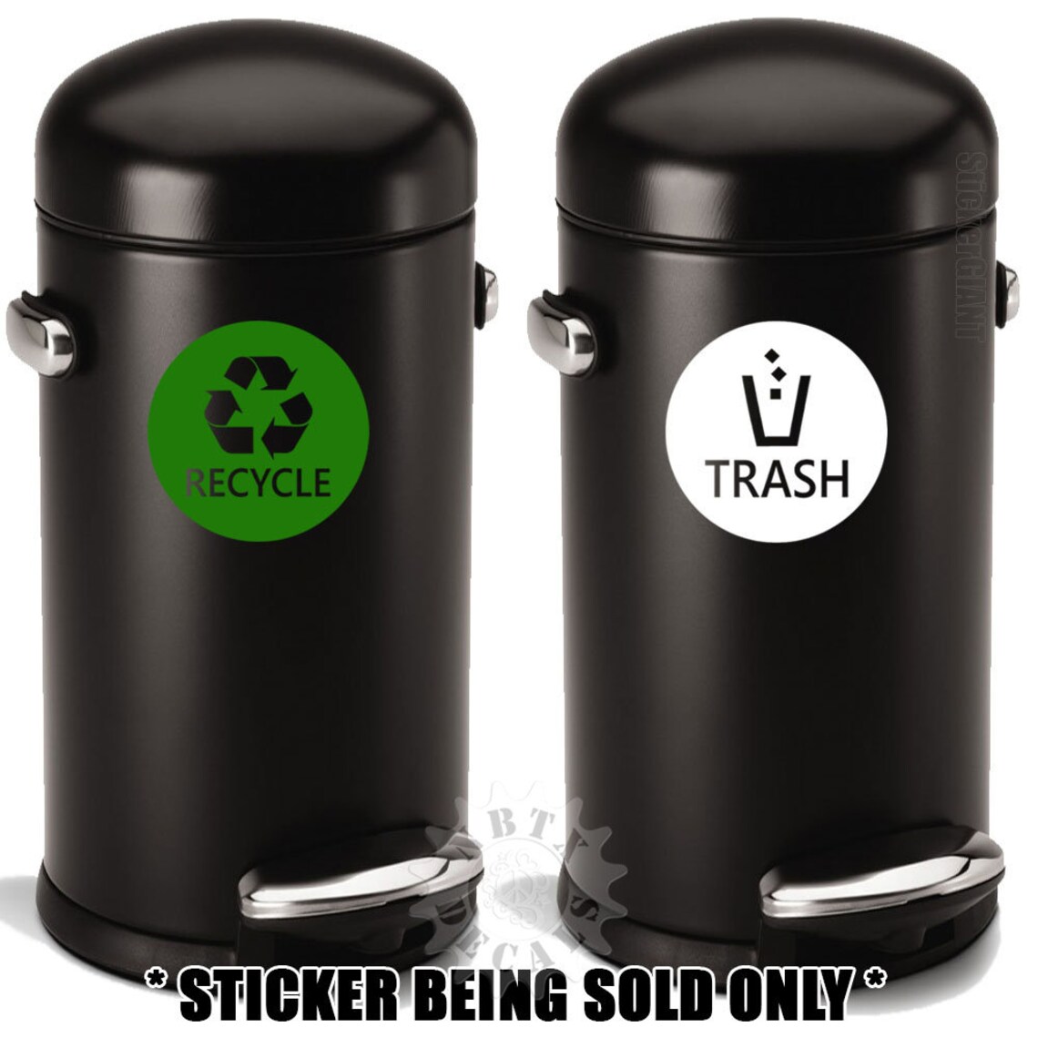 Recycle & Trash Symbol Set 2 Stickers Bin Garbage Style 4 Custom Vinyl ...