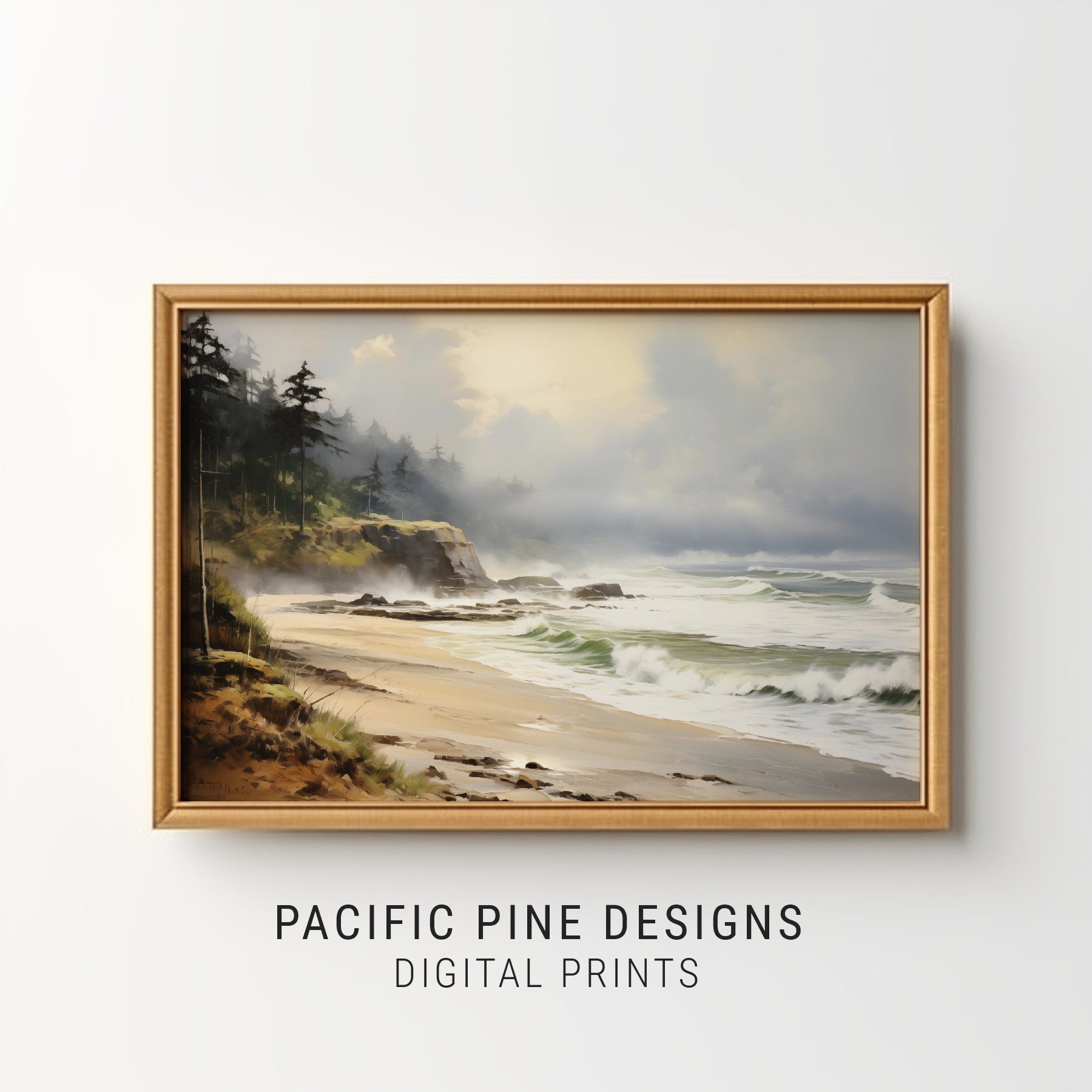 Oregon Coast Digital Print | Landscape Oil Painting | Printable Art ...