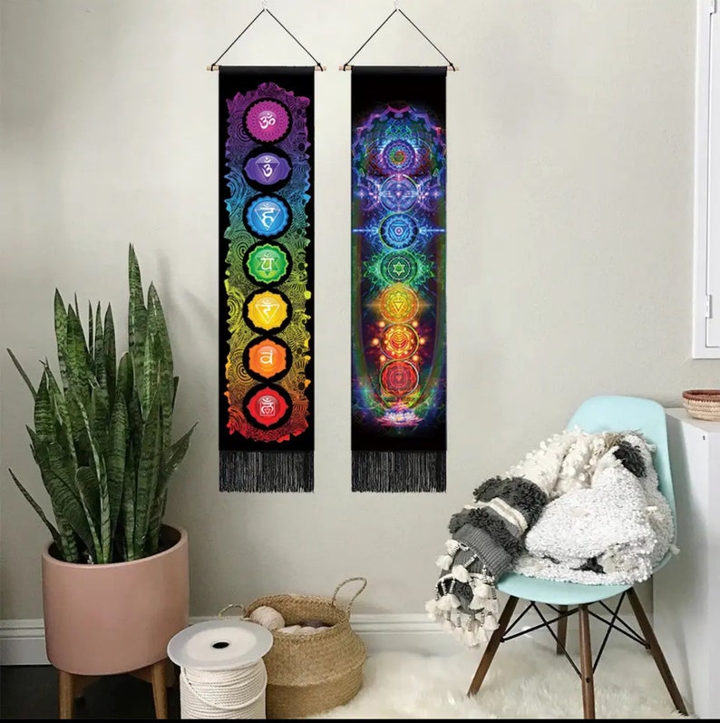 Seven Chakra Tapestry,chakras Wall Hanging ,tree of Life Tapestry ...